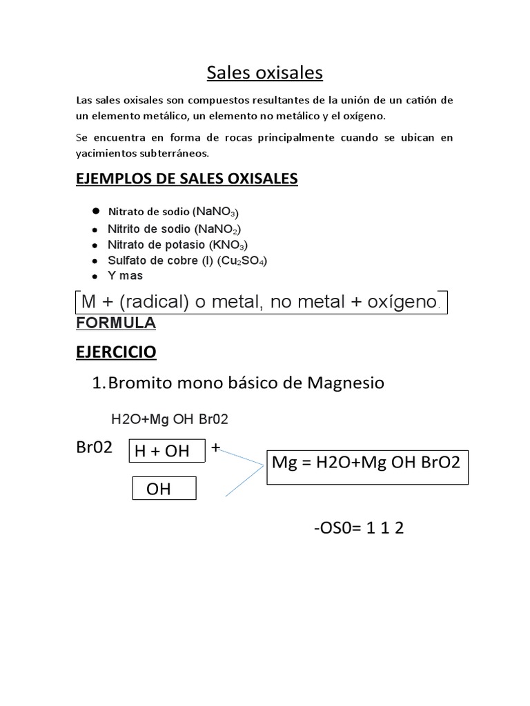 Sales Oxisales Quimica Trabajo 2 | PDF
