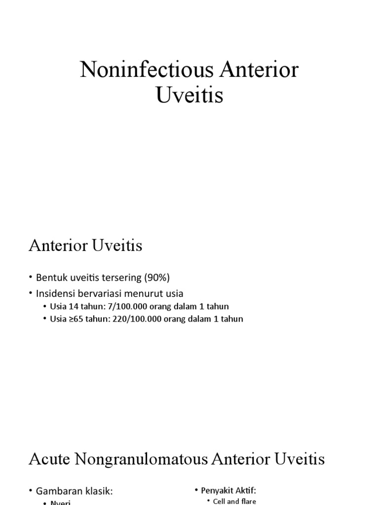 Noninfectious Anterior and Intermediate Uveitis | PDF