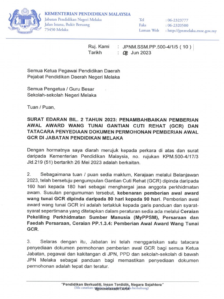 Surat Edaran GCR 2023 JPN | PDF