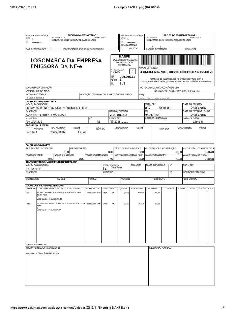 Exemplo-DANFE | PDF
