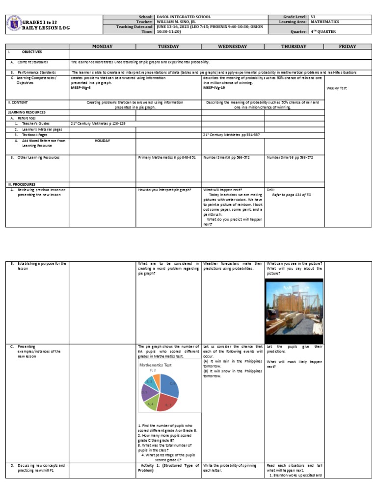 Daily Lesson Plan - MATHEMATICS 6 - Q4 - W7 | PDF | Learning | Mathematics
