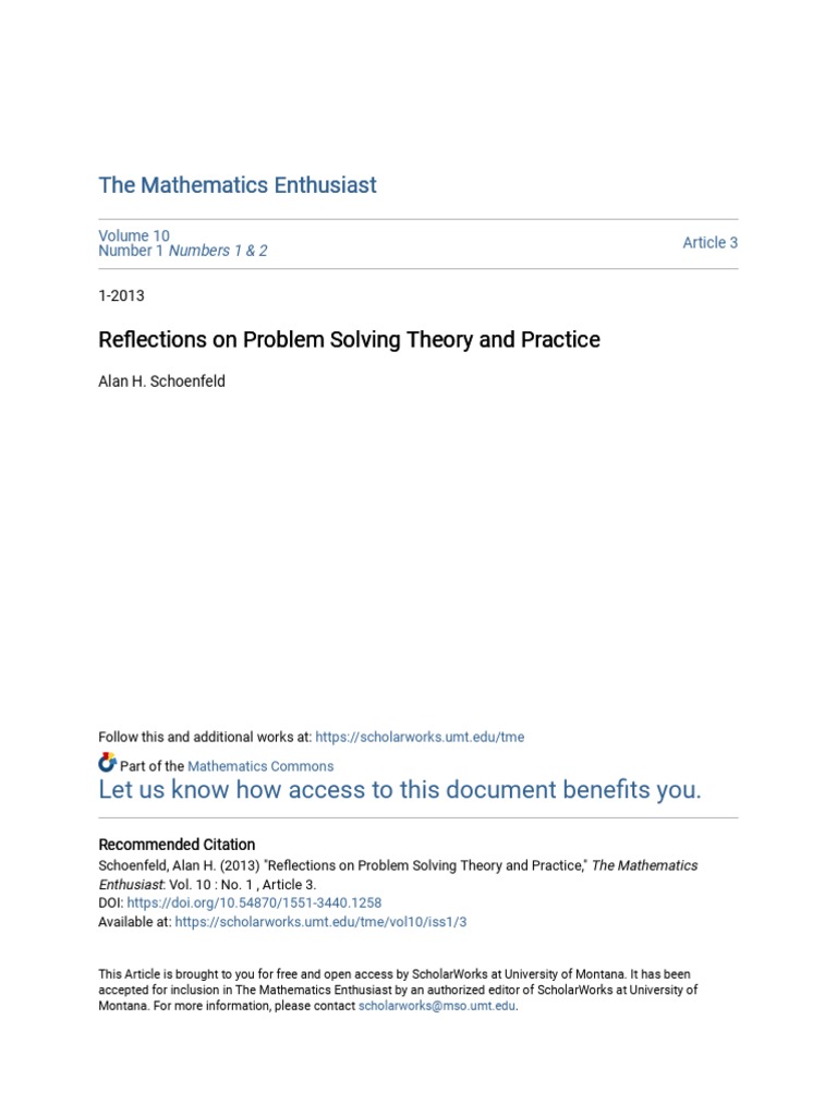 Reflections On Problem Solving Theory and Practice | PDF | Mathematics ... Reflections On Problem Solving Theory and Practice | PDF | Mathematics ...