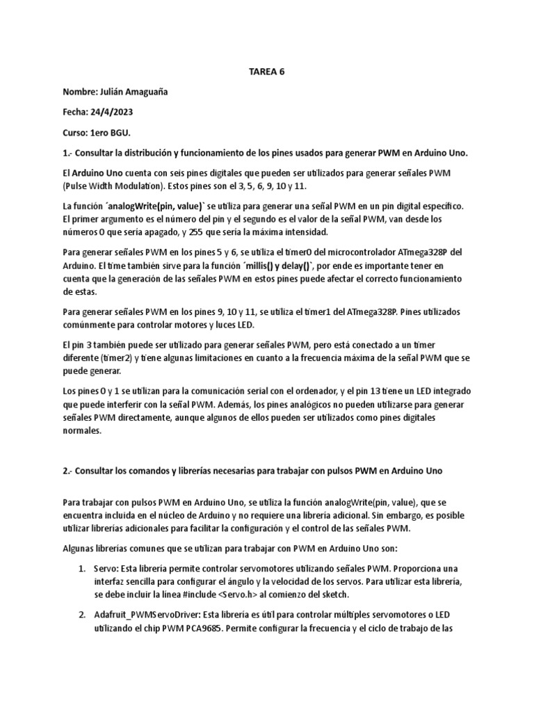 Tarea 6 | PDF | Arduino | Ingeniería Informática
