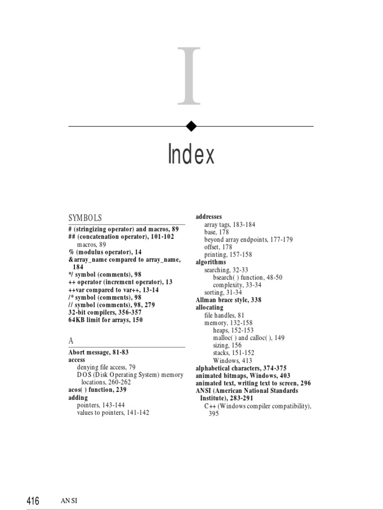 Index: Symbols | PDF | C (Programming Language) | Pointer (Computer ...