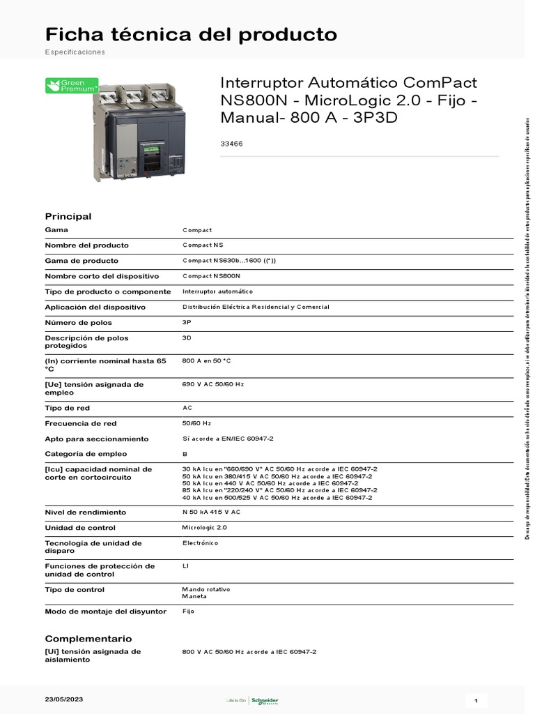Compact NS - 630 A - 33466 | PDF | Residuos | Ingenieria Eléctrica