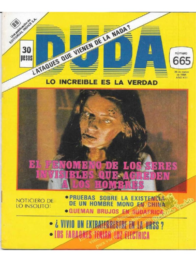 Revista - Duda - 0665 El Fenomeno de Los Seres Invisibles Que Agreden A Los Hombre | PDF