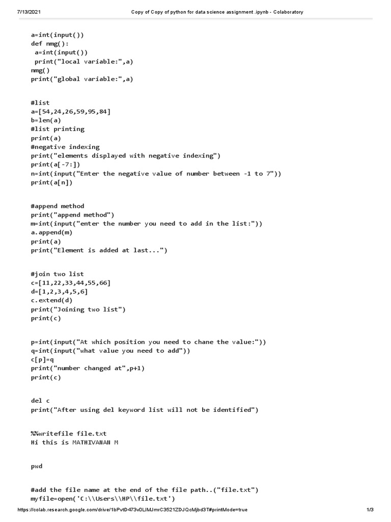 Python For Data Science Assignment Ipynb Colaboratory Pdf Software Software Development