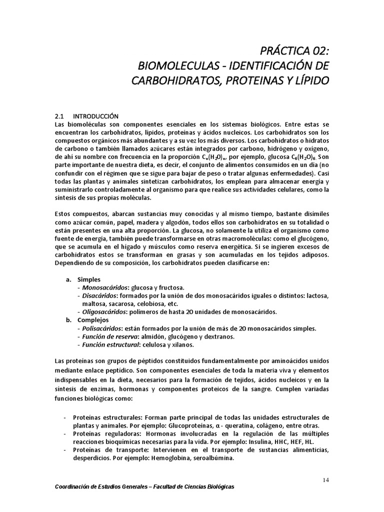 Practica 2 - Identificación de Azucares, Proteinas y Lipidos | PDF | Carbohidratos | Lípido
