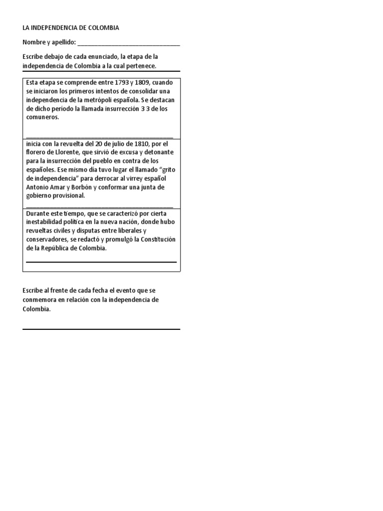La Independencia de Colombia | PDF