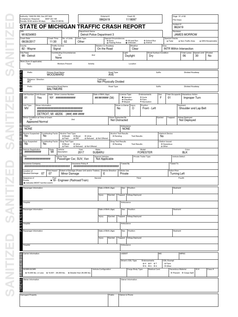 Michigan Traffic Crash Report 2017 | PDF | Airbag | Traffic Collision