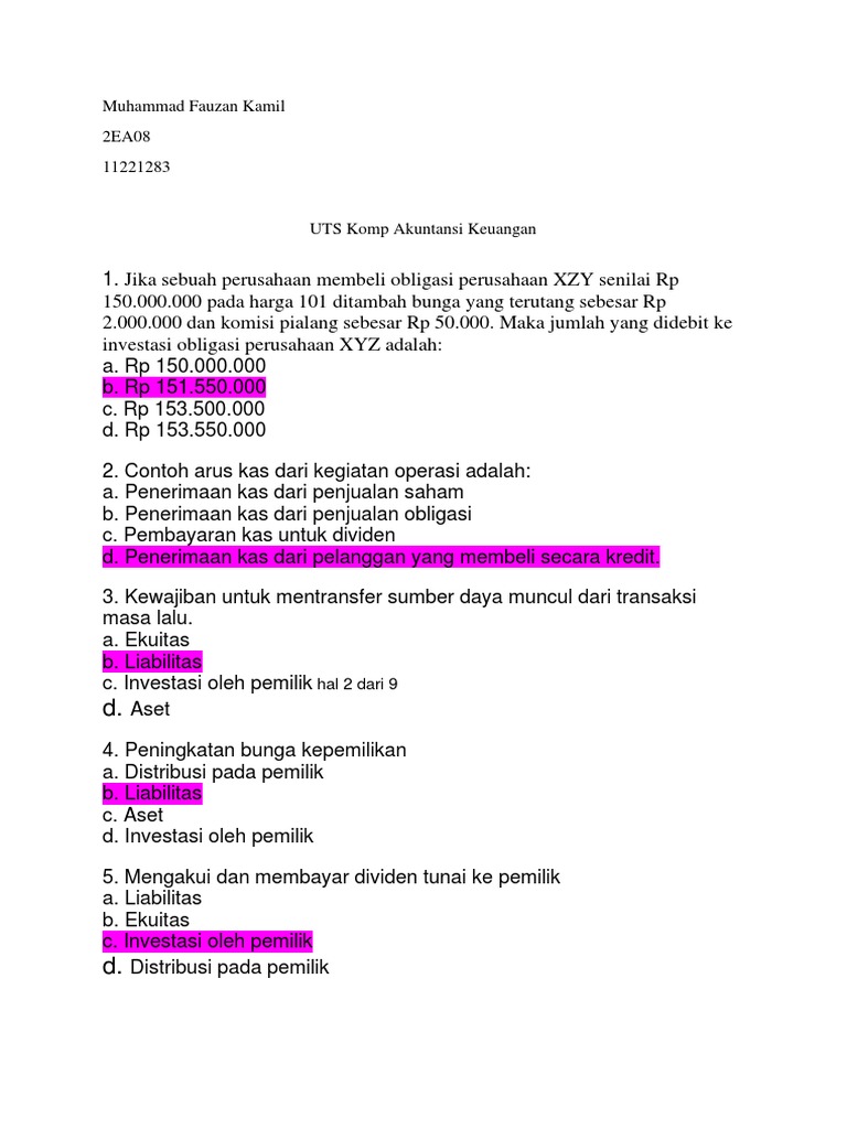 UTS Akuntansi Keuangan: Contoh Soal | PDF | Bisnis | Pengelolaan ...