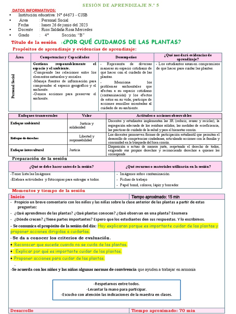 Importancia del Cuidado de Plantas | PDF | Aprendizaje | Enseñando