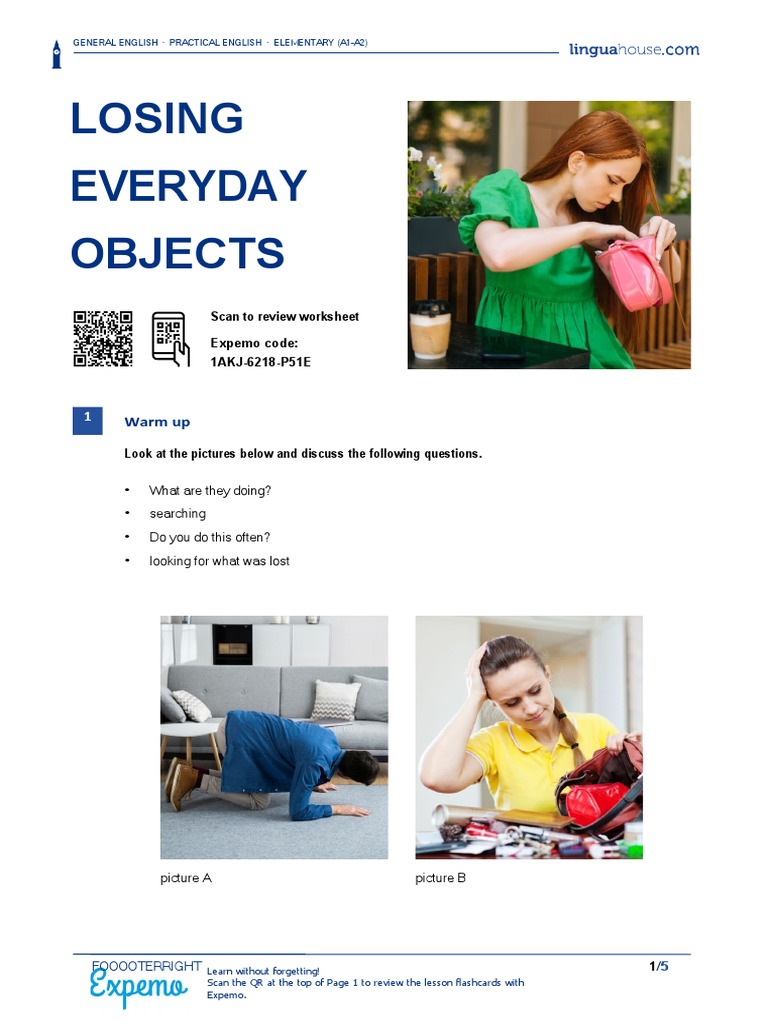 Losing Everyday Objects British English Student | PDF | English ...