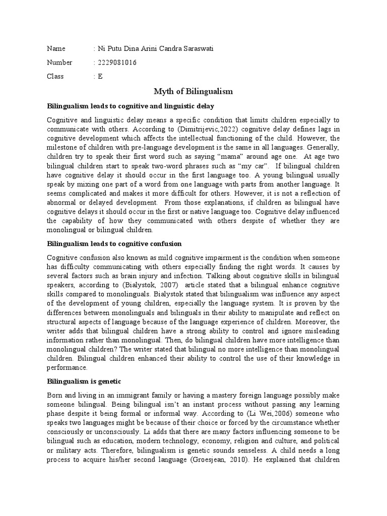 Myth of Bilingualism | Download Free PDF | Multilingualism | Linguistics