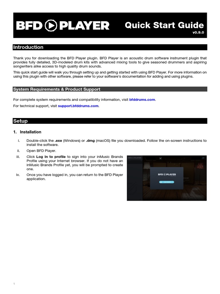 BFD Player Quick Start Guide | PDF | Menu (Computing) | Icon (Computing)