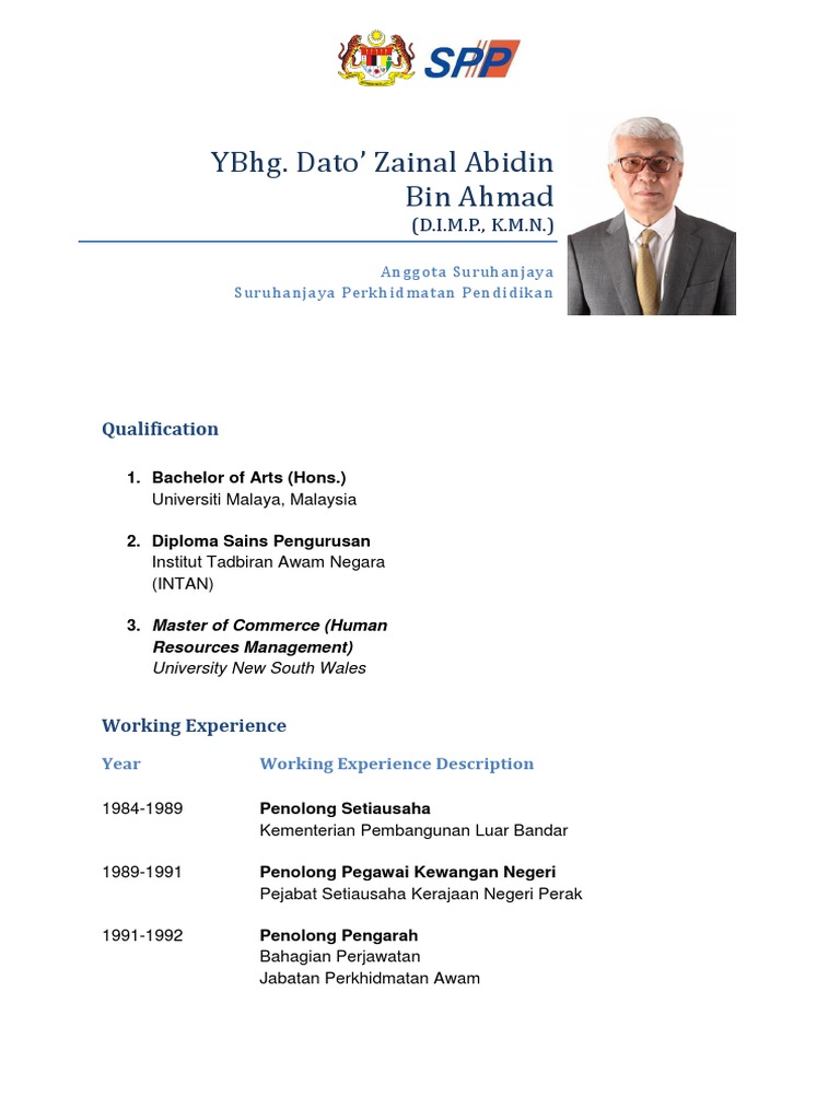 YBhg. Dato' Zainal Abidin Bin Ahmad | PDF