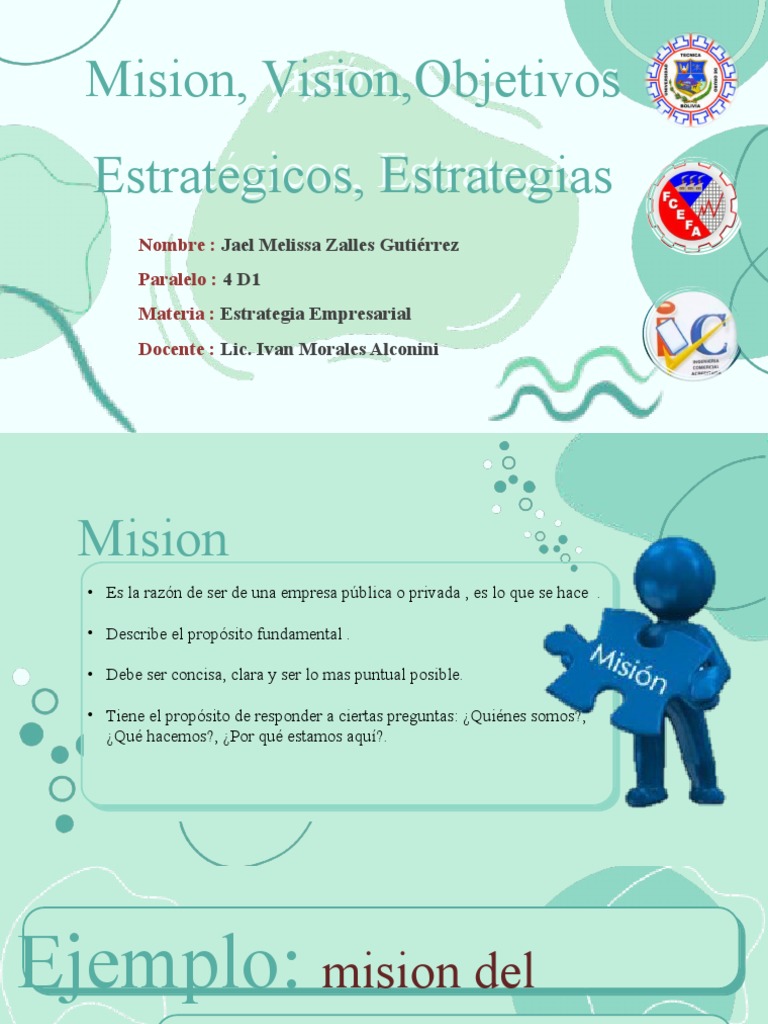 Mision, Vision, Objetivos Estrategicos, Estrategias y Indicadores | Descargar gratis PDF ...