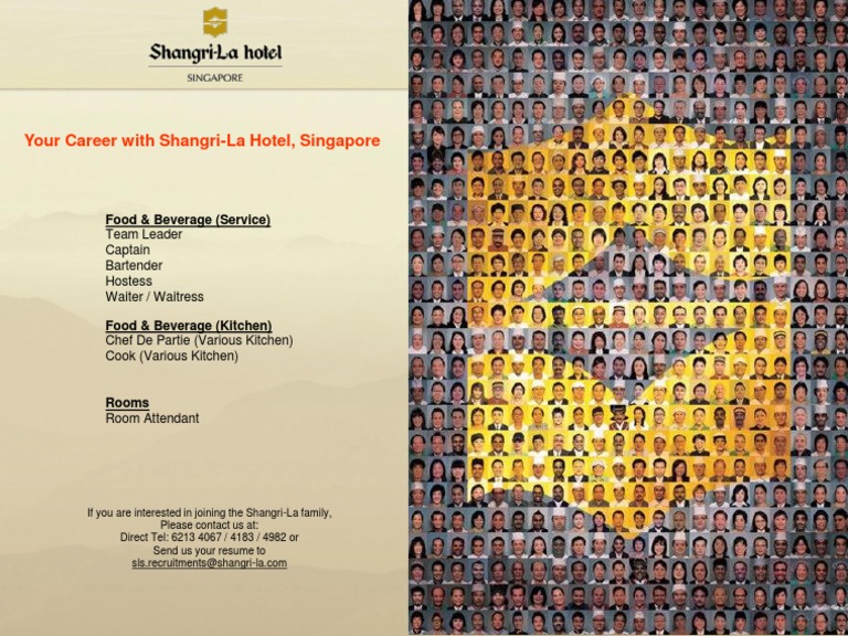 Shangri-La Hotel Singapore - Job Advertisement | PDF