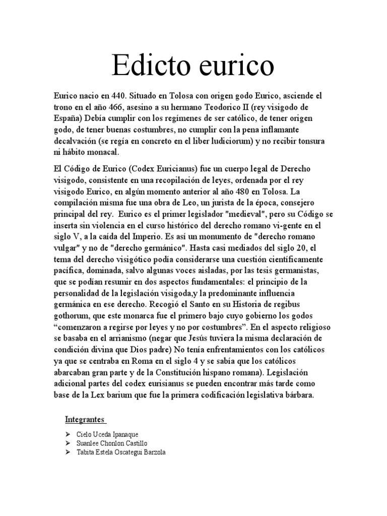 Edicto Eurico | PDF | Historia