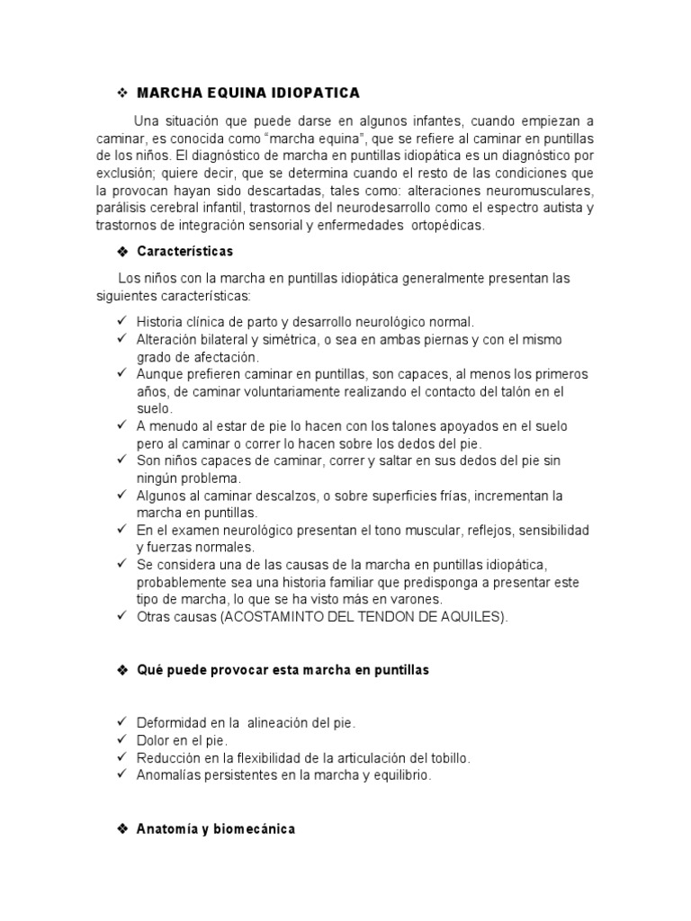 Marcha Equina Idiopatica | PDF | Pie | Neurología