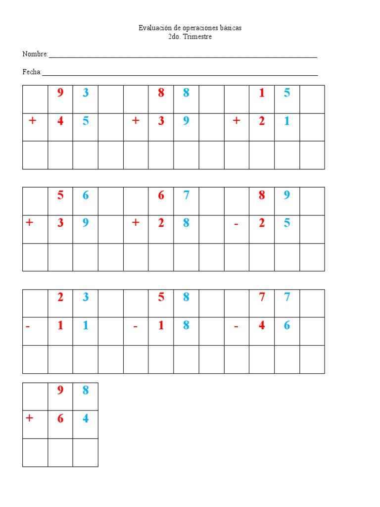 Evaluación de Operaciones Básicas | PDF