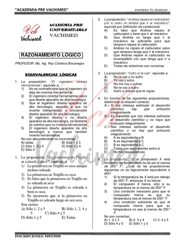 Equivalencias Logicas Roy Cordova | Descargar gratis PDF | Proposición ... Equivalencias Logicas Roy Cordova | Descargar gratis PDF | Proposición ...