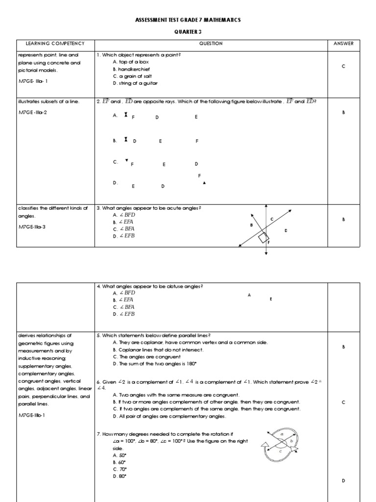 Grade 7 Math Test Prep | PDF | Angle | Circle