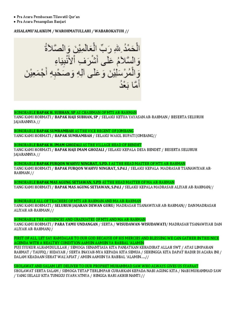 Assalamu'Alaikum / Warohmatullahi / Wabarokatuh | PDF