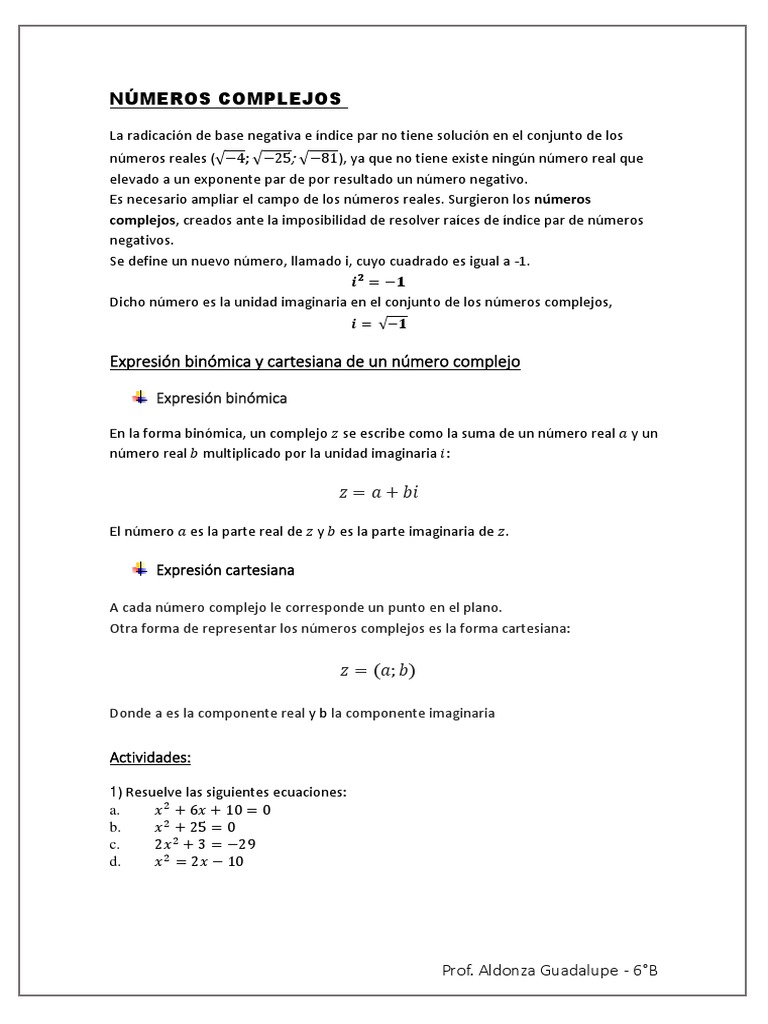 Números Complejos | PDF | Número complejo | Números