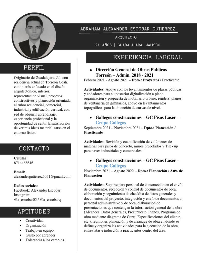 CV - Abraham Alexander Escobar Gutierrez | PDF | Negocios