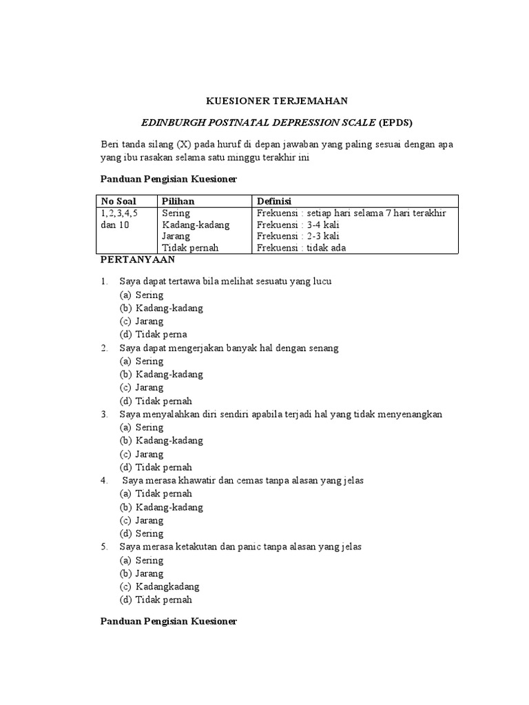 Kuesioner Epds | PDF