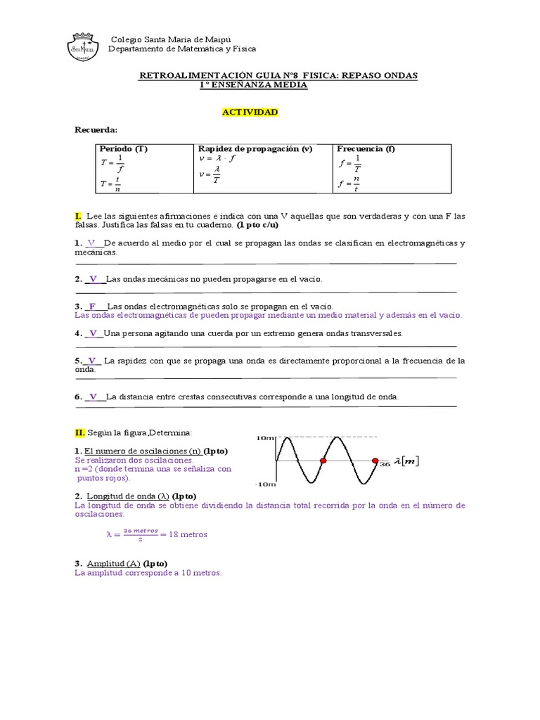 Ejerciios de Periodo y Frecuencia | PDF | Longitud de onda | Frecuencia