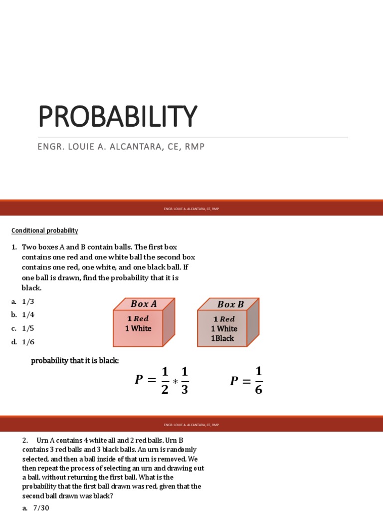 Refresher (Probability Discussion) | PDF | Probability Distribution ...