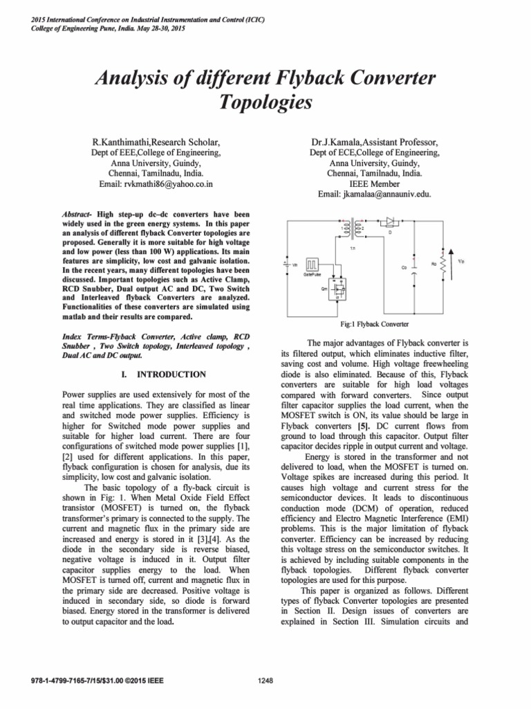 Analysis of Different Flyback Converter Topologies | Download Free PDF ...