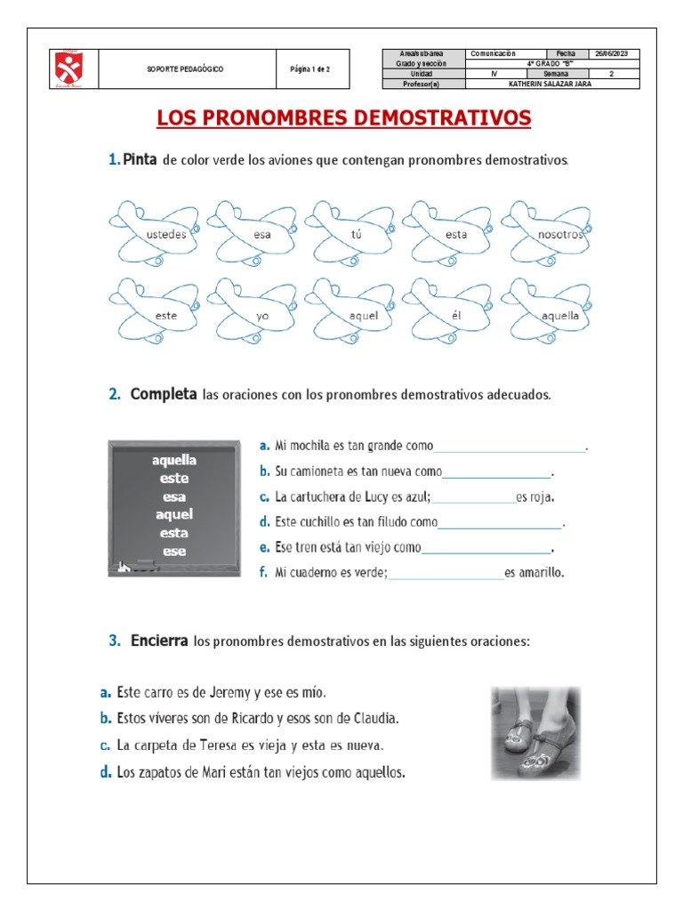 Actividades con Pronombres Demostrativos | PDF