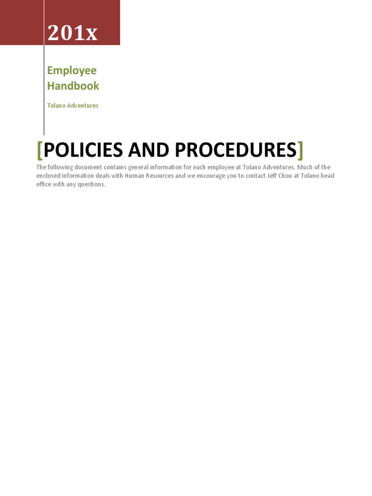 Tolano Employee Handbook | PDF | Employment | Sick Leave