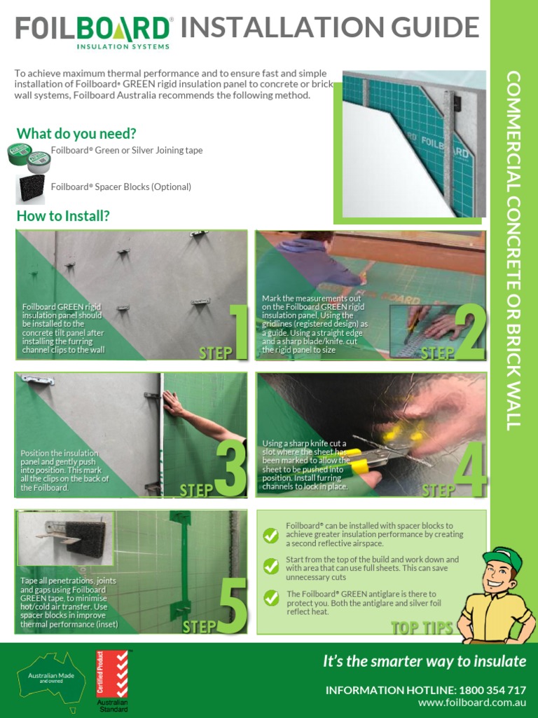 Foilboard-Installation-Guide-Commercial-Brick-or-Concrete-Wall-Lining | PDF | Building ...
