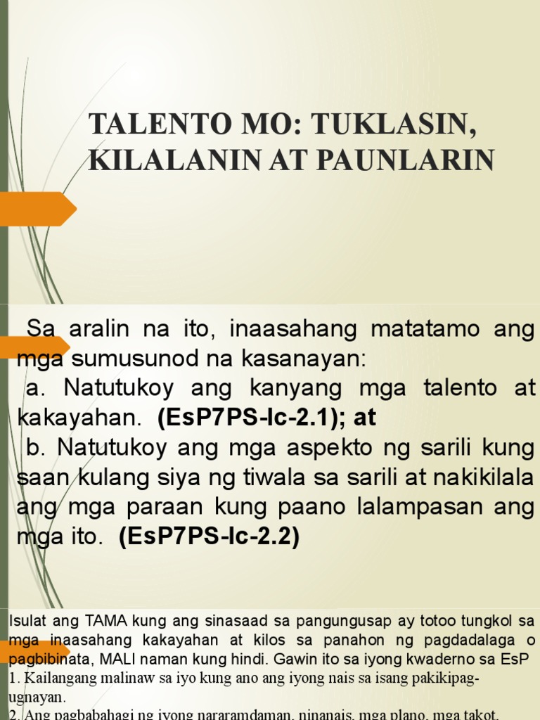 Esp 7 q1 w3 Talento Mo | PDF