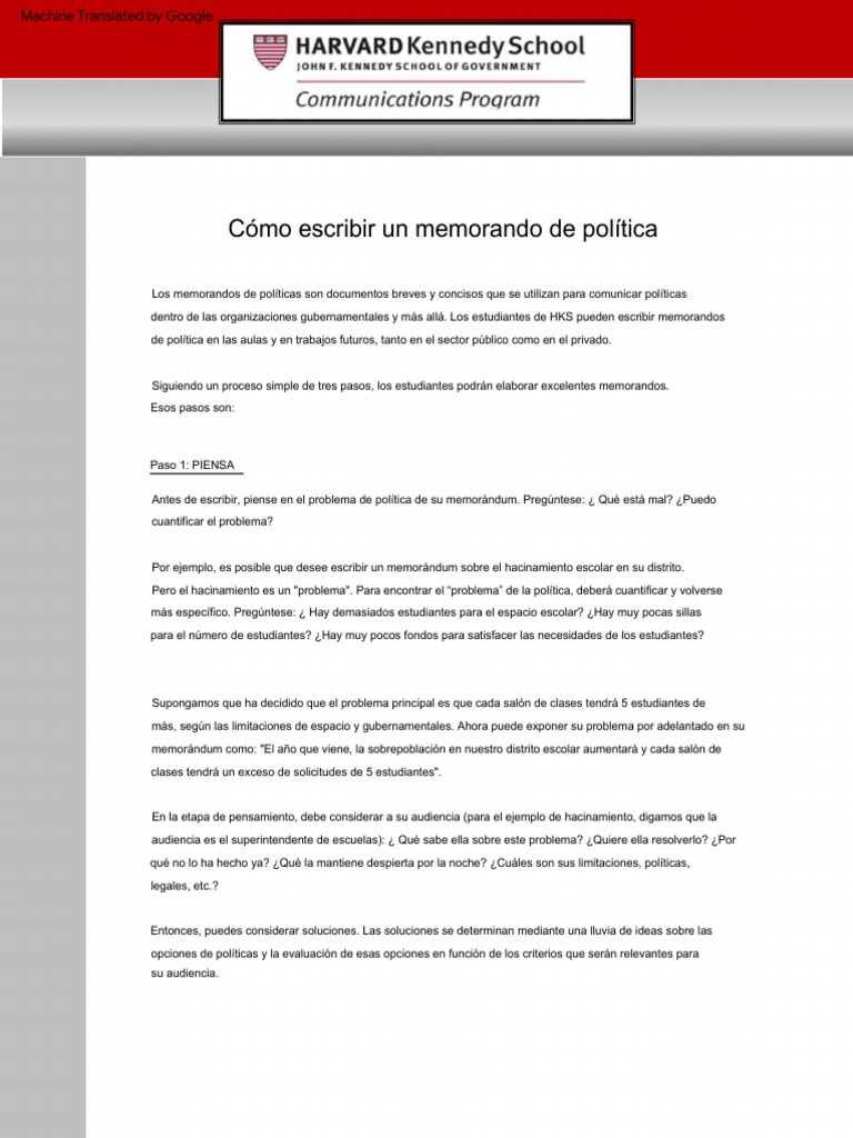 Harvard Policy Memo Guia | PDF