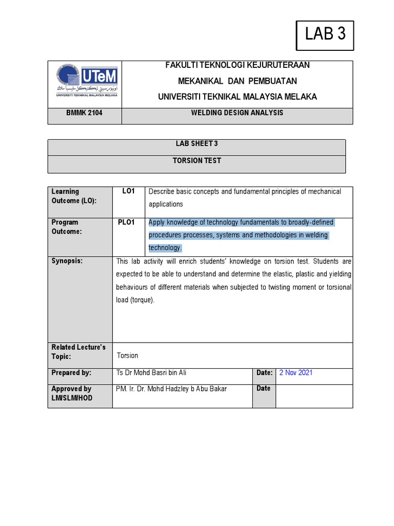 Lab3 Torsion Test | PDF | Young's Modulus | Stress (Mechanics)
