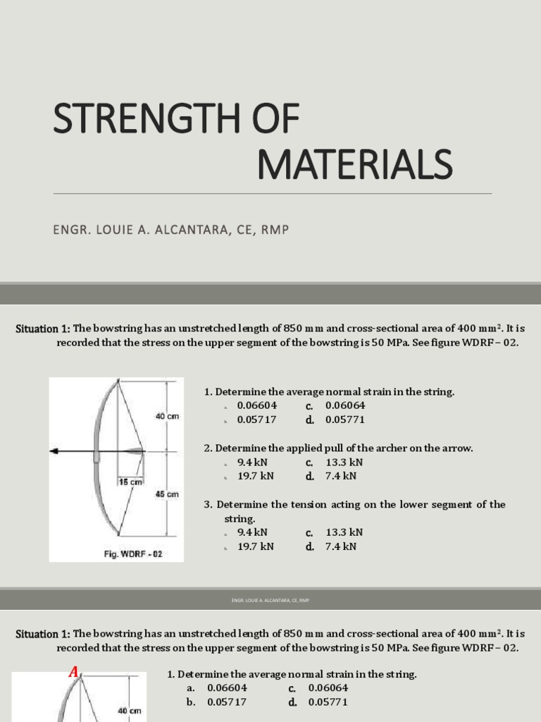 Strength of Materials Problem Set | PDF | Deformation (Engineering ...