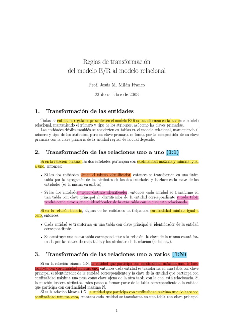 Pasos Convertit - ER - A - Relacional | PDF | Recuperación de información | Informática