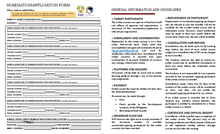 DAP - Fillable - Nomination - Application Form | Download Free PDF ...