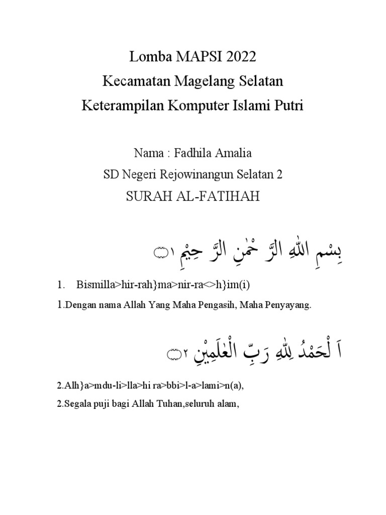 Lomba MAPSI 2022 Keterampilan Komputer Islami | PDF