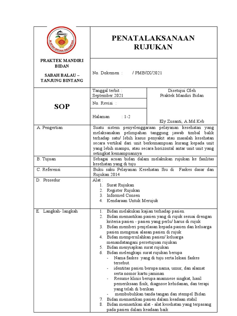 Sop Penatalaksanaan Rujukan-1 | PDF | Hukum