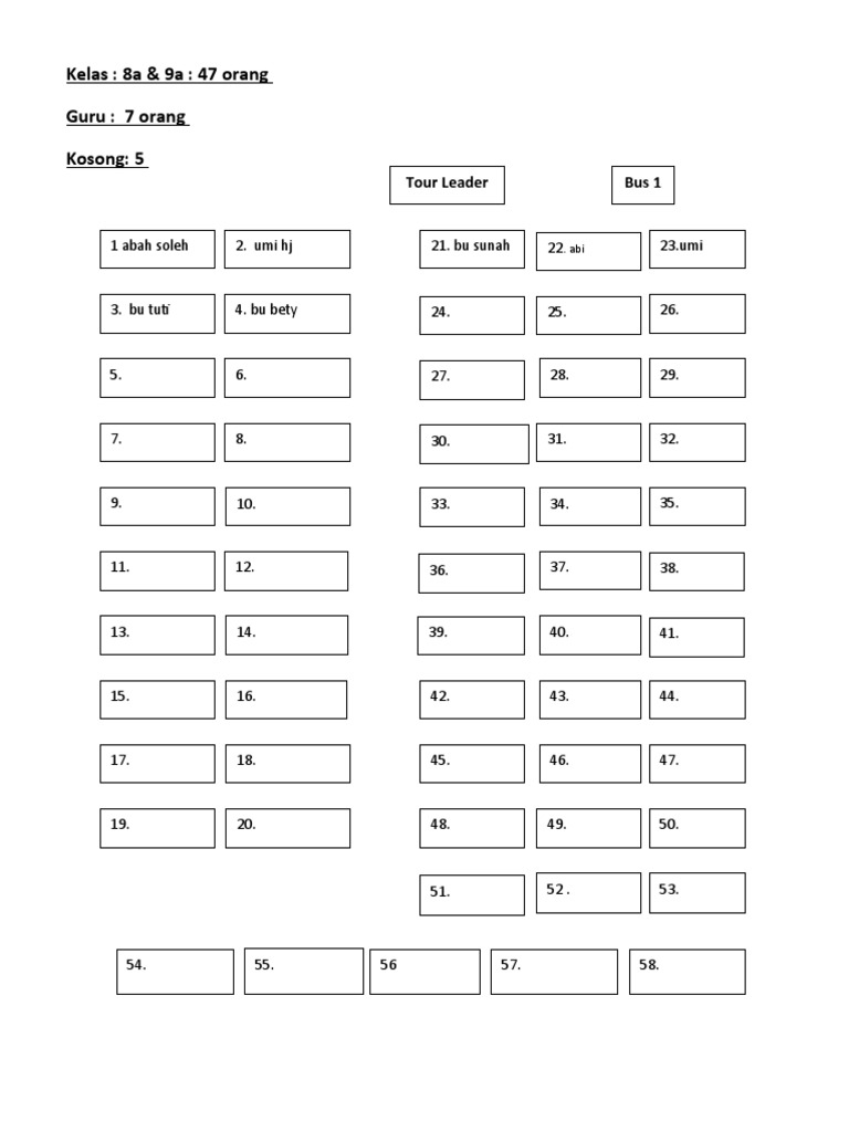 Bus Seat Layouts for 58-Seat Buses | PDF