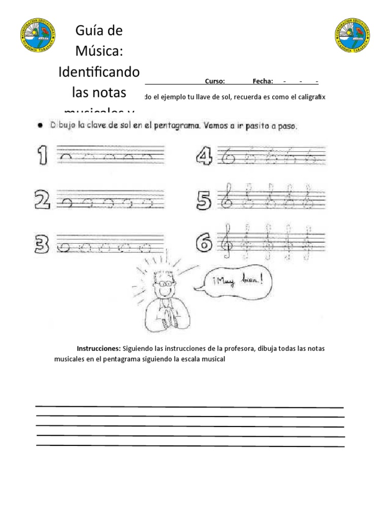 guia notas musicales para trabajar con niños pequeños de 1 a 3° básicos ...
