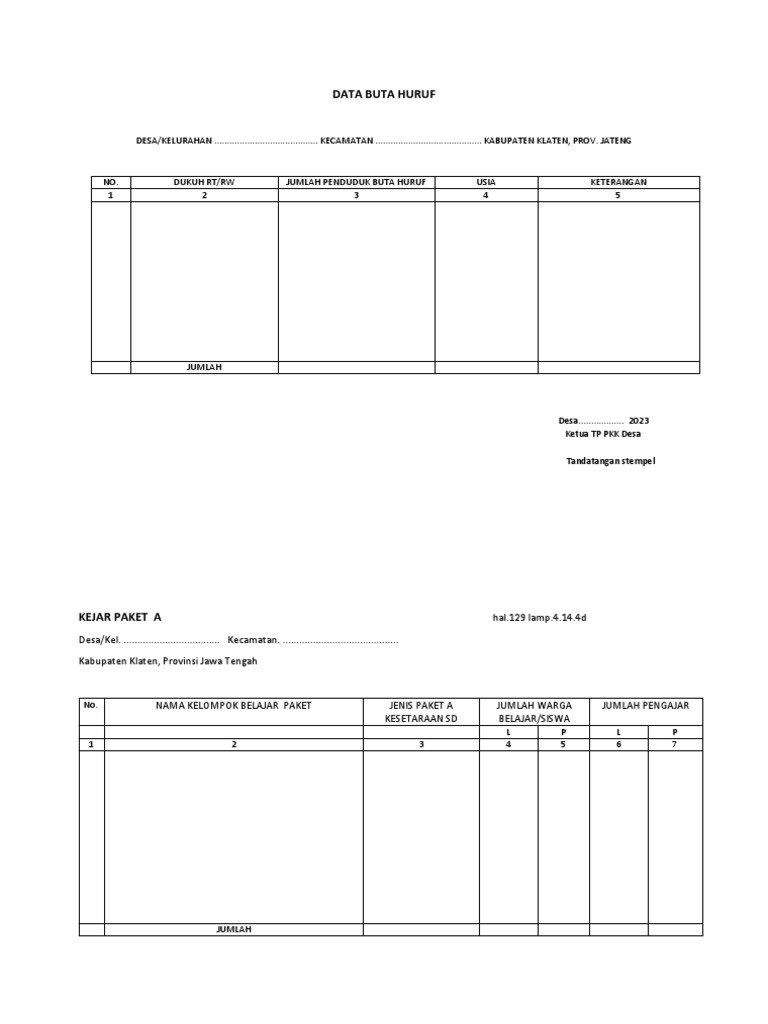 Format Data Pokja II 2023 Final | PDF