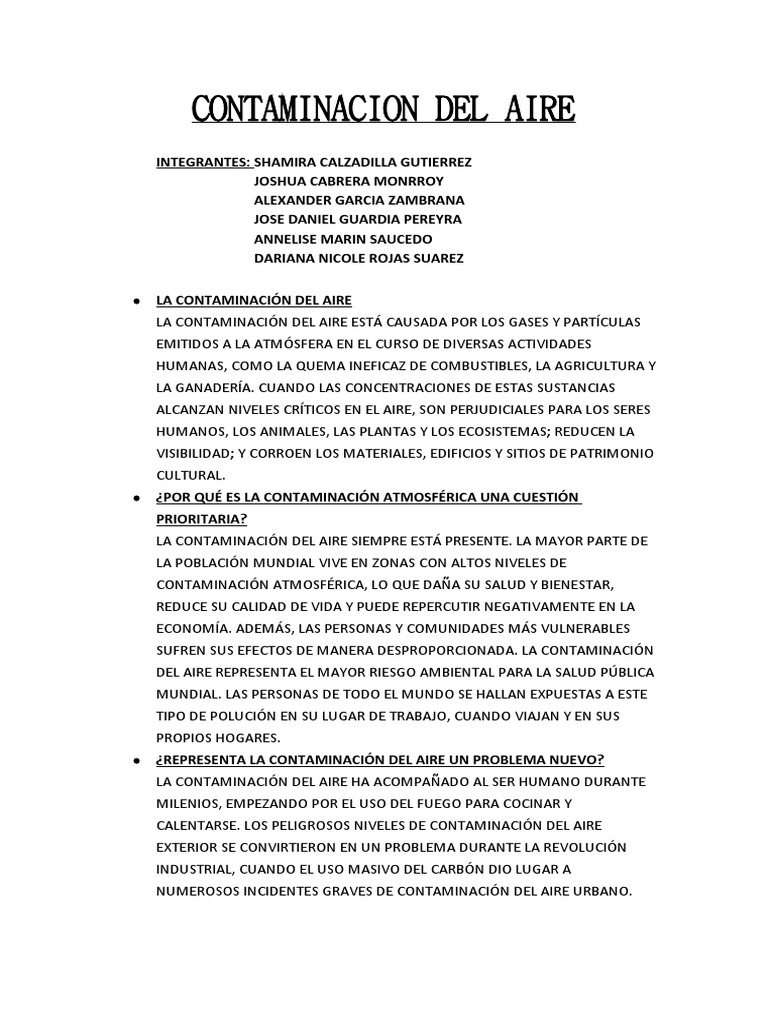 Contaminacion Del Aire | PDF | La contaminación del aire | Contaminación