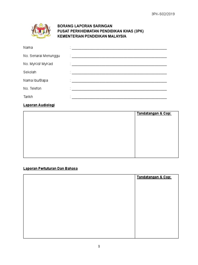 Borang Saringan 3PK | PDF